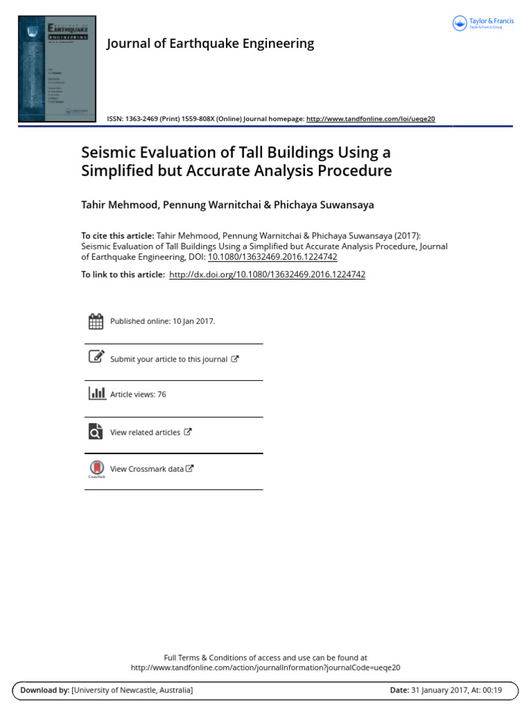 Seismic Evaluation of Tall Buildings Usi | PDF | Strength Of Materials ...