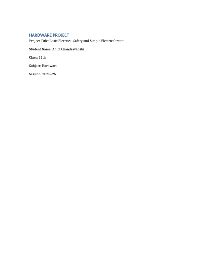 Complete Hardware Project Class 11 | PDF | Electricity | Switch
