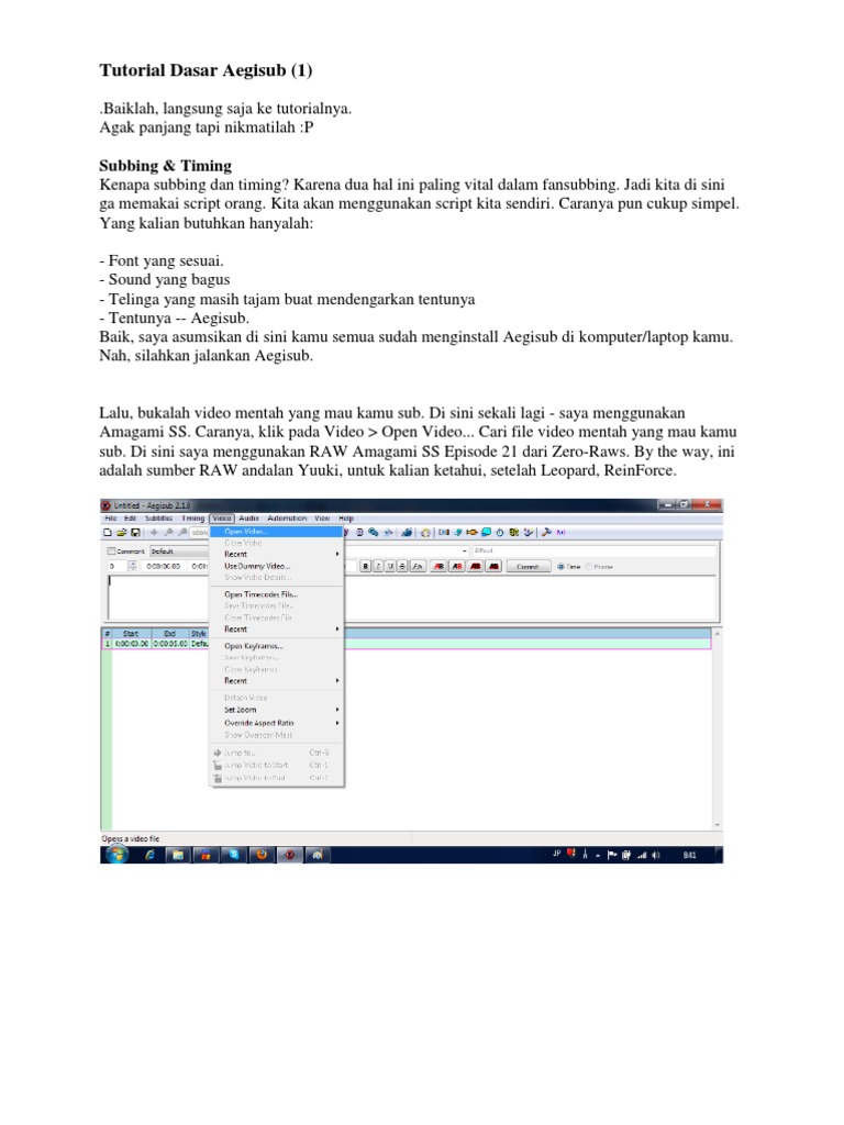 Tutorial Dasar Aegisub | PDF