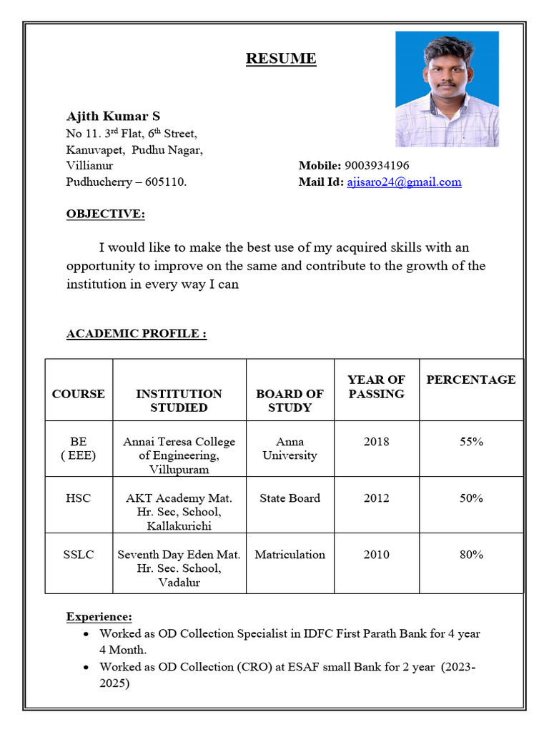 Ajith Resume 3 | PDF