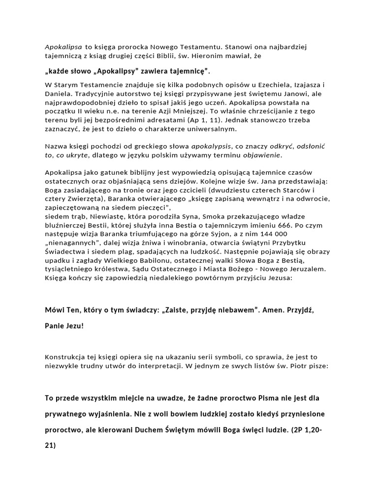 Apokalipsa opracowanie | PDF