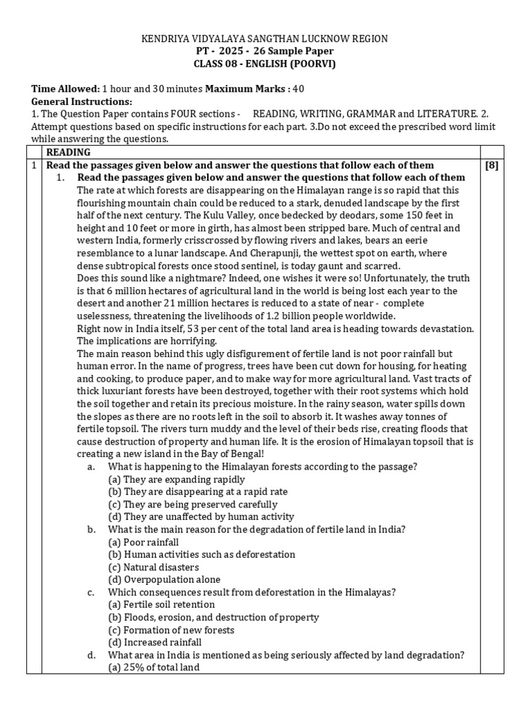 8 PT2 2025 QP Sample Paper | PDF | Deforestation | Environmental ...