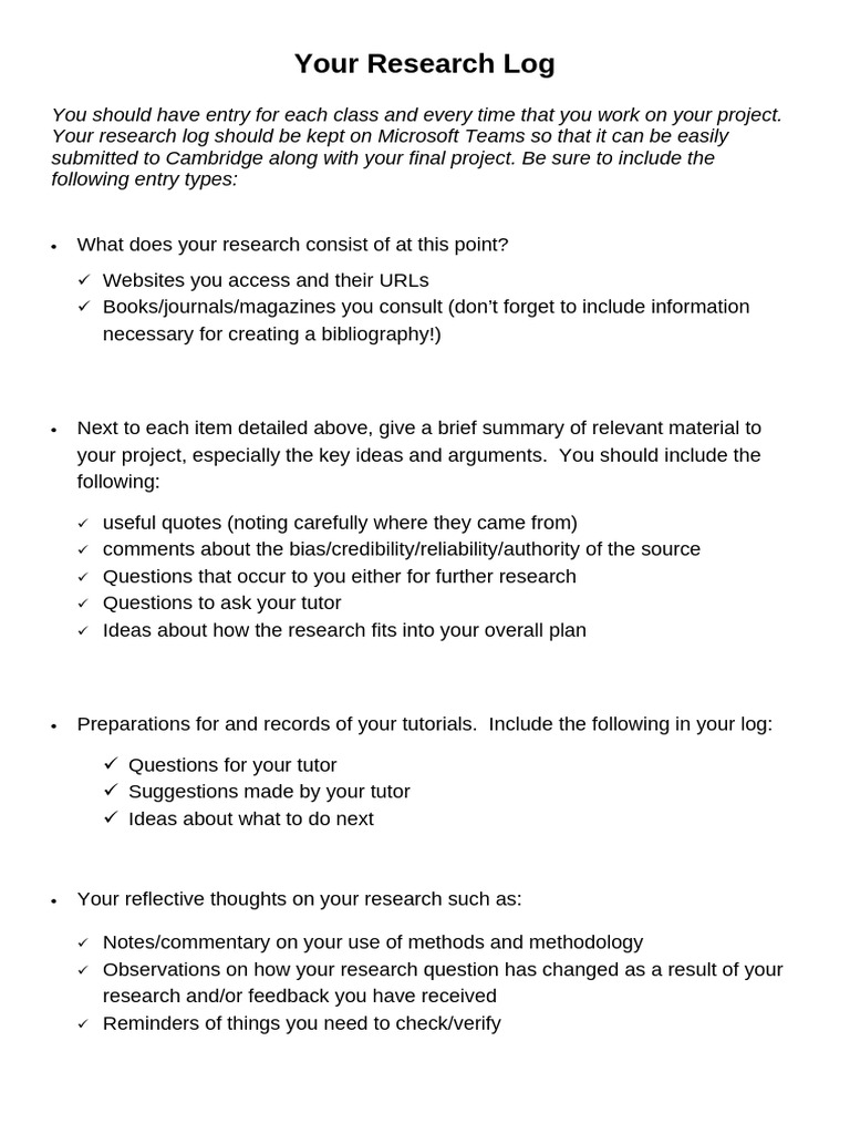 252629-Stage3 Research Log Entries | PDF