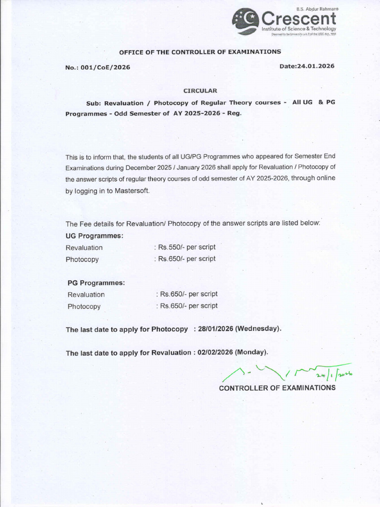 Revaluation Circular - Jan 2026 | PDF