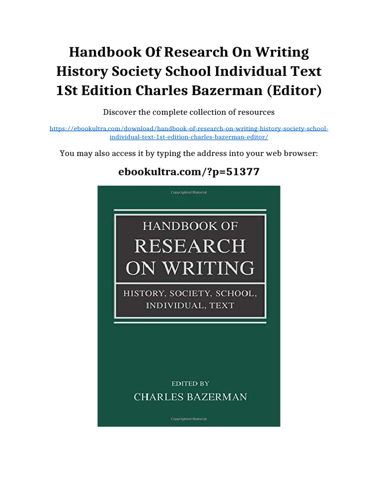 Handbook of Research On Writing History Society School Individual Text ...