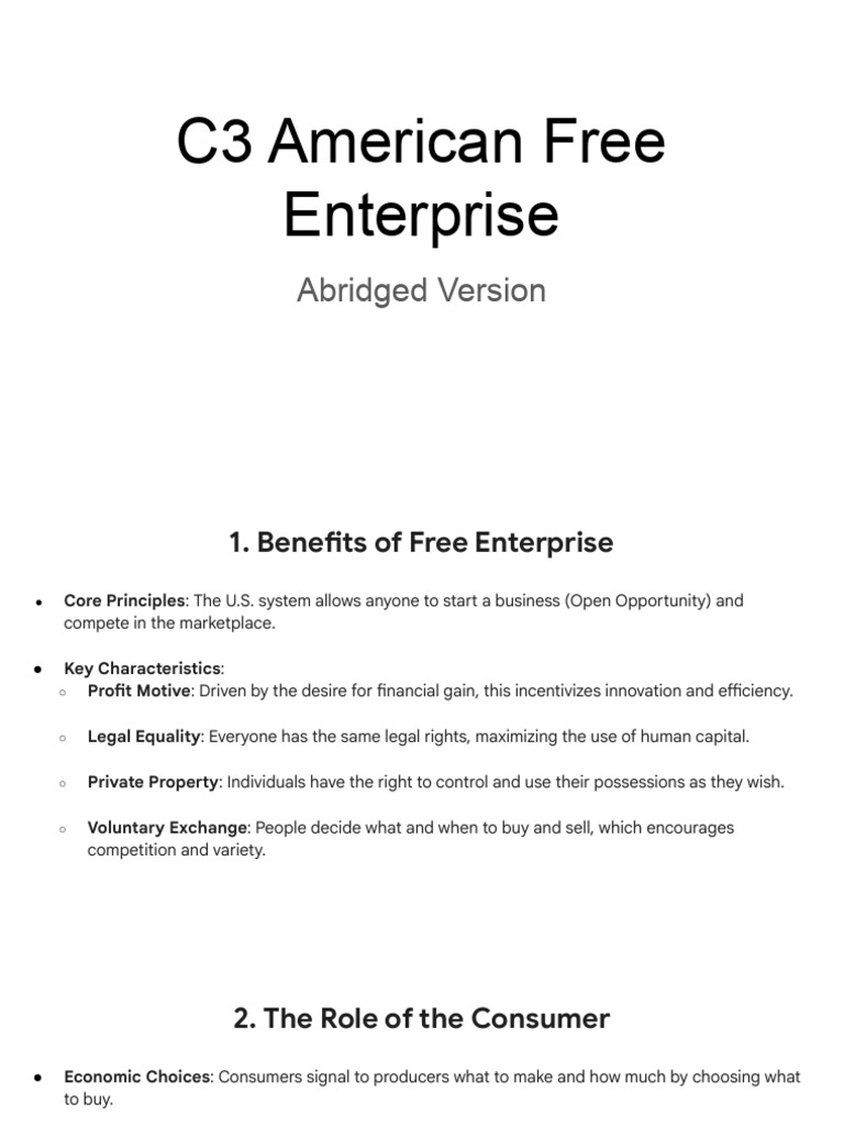 E3 Abridged Free Enterprise | PDF | Public Good | Externality