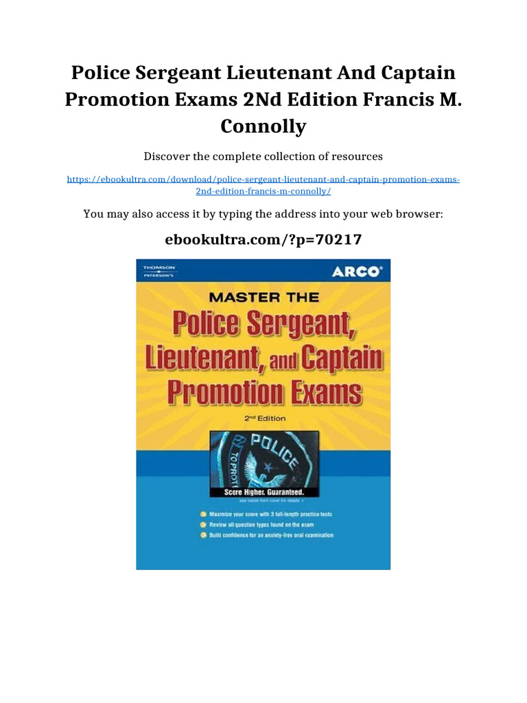Police Sergeant Lieutenant and Captain Promotion Exams 2nd Edition ...