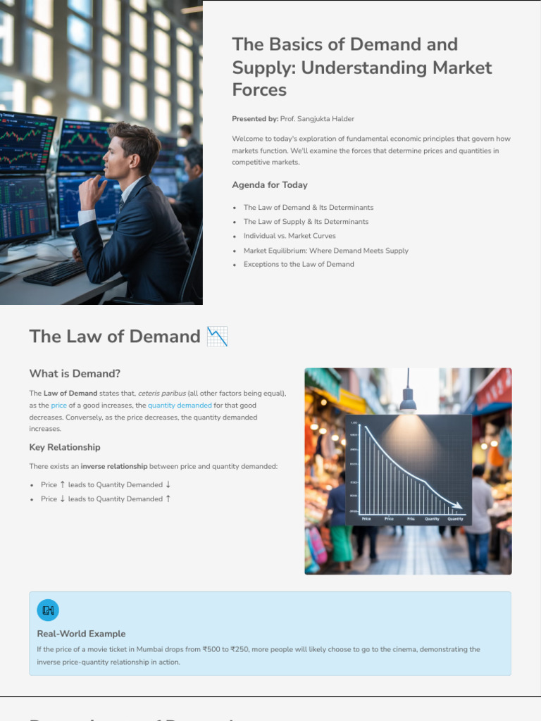Unit 3.1 The Basics of Demand and Supply Understanding Market Forces ...