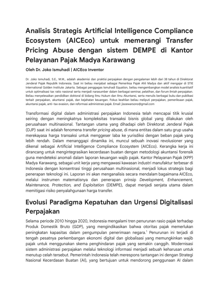 AI, DeMPE, Dan Transfer Pricing Karawang - Google Dokumen | PDF