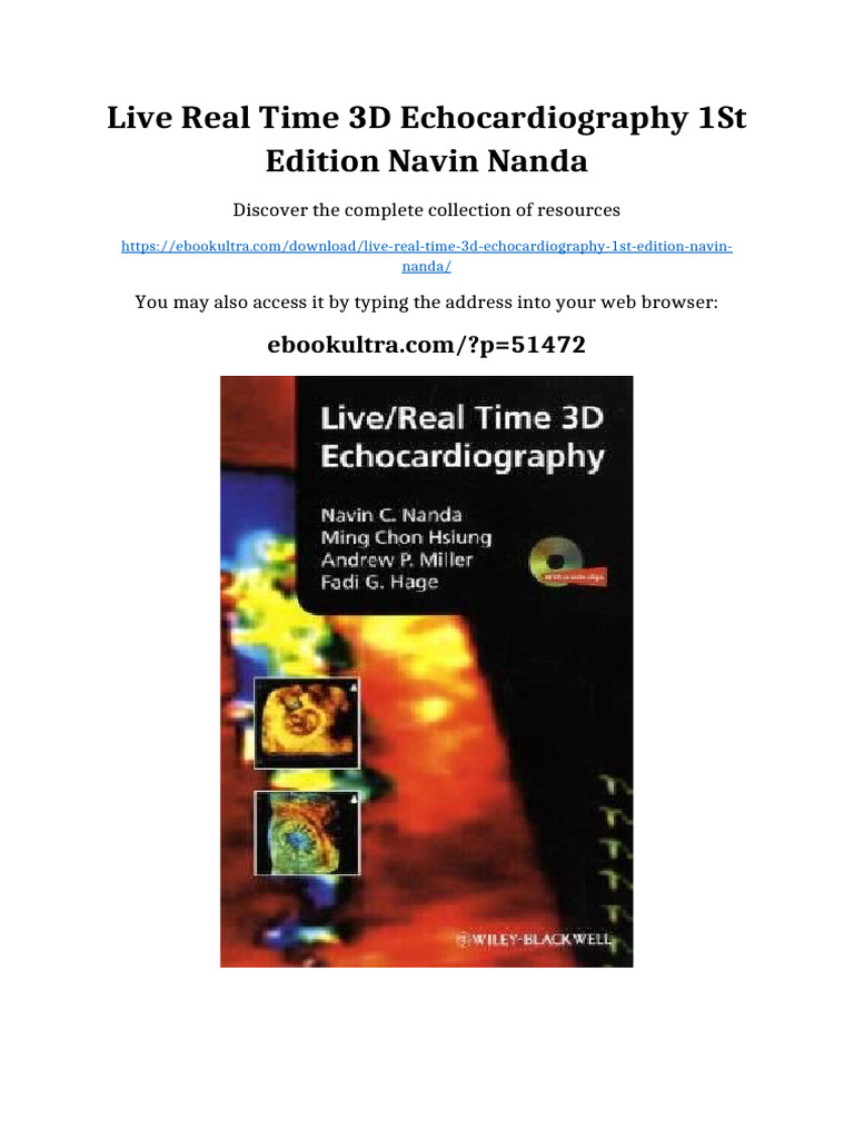Live Real Time 3D Echocardiography 1st Edition Navin Nanda No Waiting ...