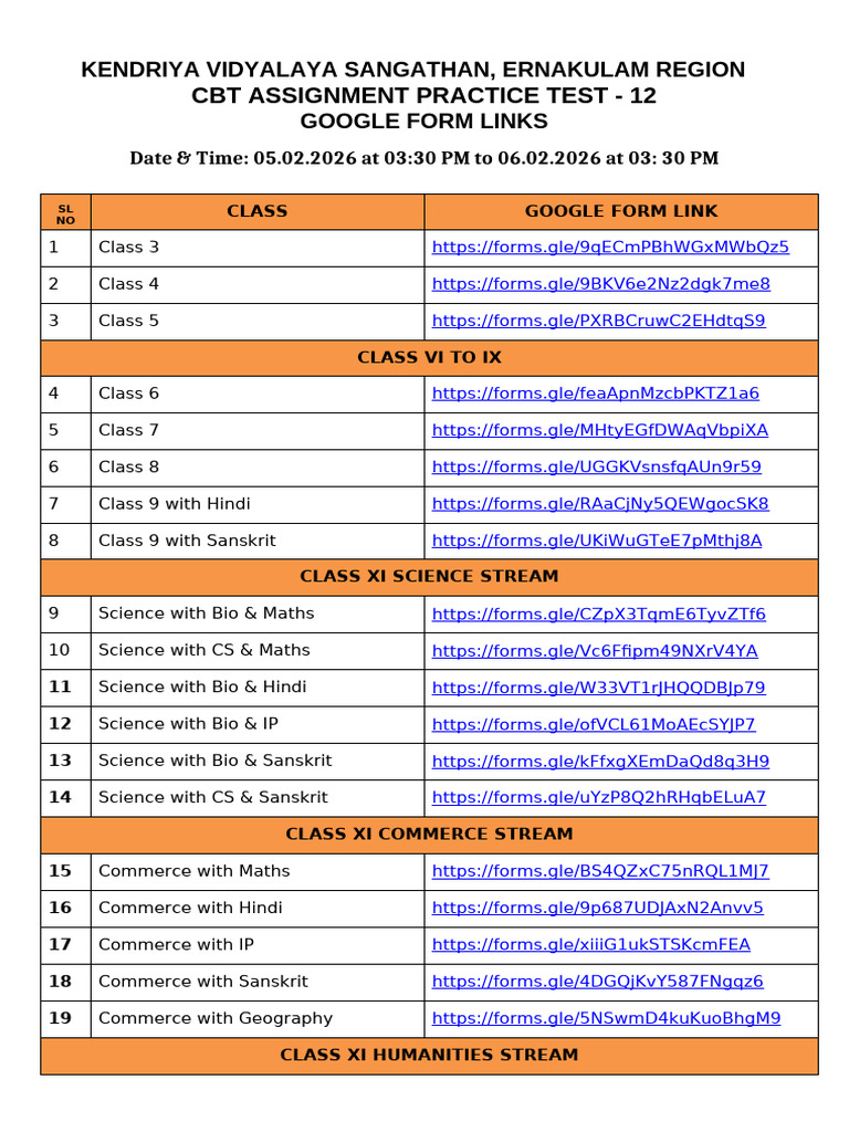 Google Form Links Cbt12 2026 | PDF