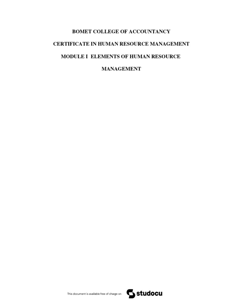 Elements of HRM Notes | PDF | Human Resource Management | Human Resources