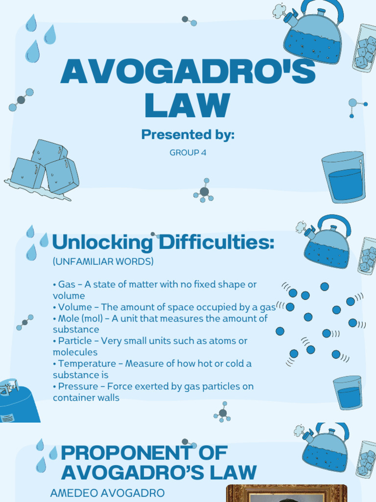Avogadros Law Science 10 Presentation | PDF | Gases | Mole (Unit)