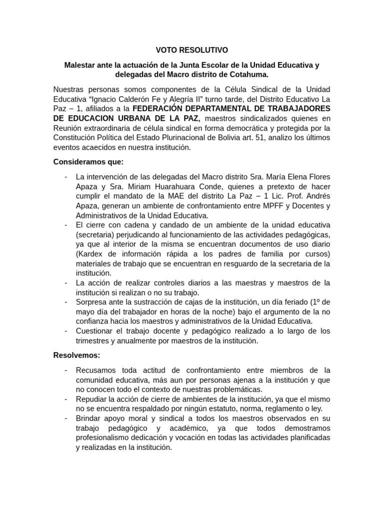 Voto Resolutivo | PDF