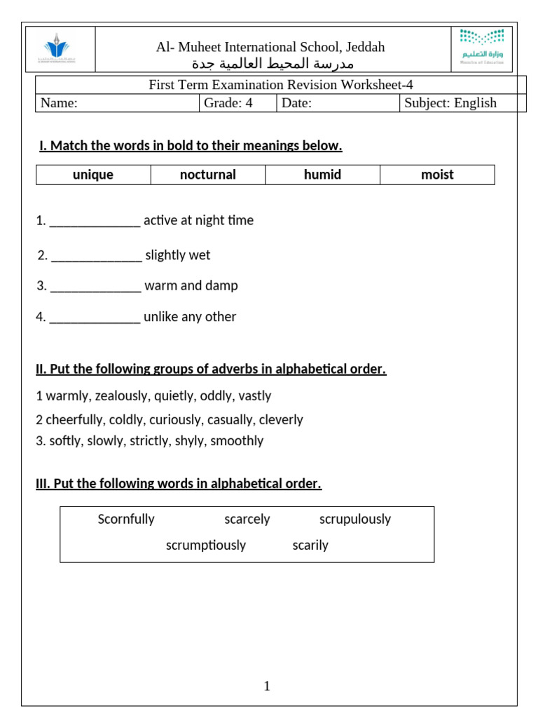 Grade 4 Workbook Worksheet | PDF | Adjective | Linguistics