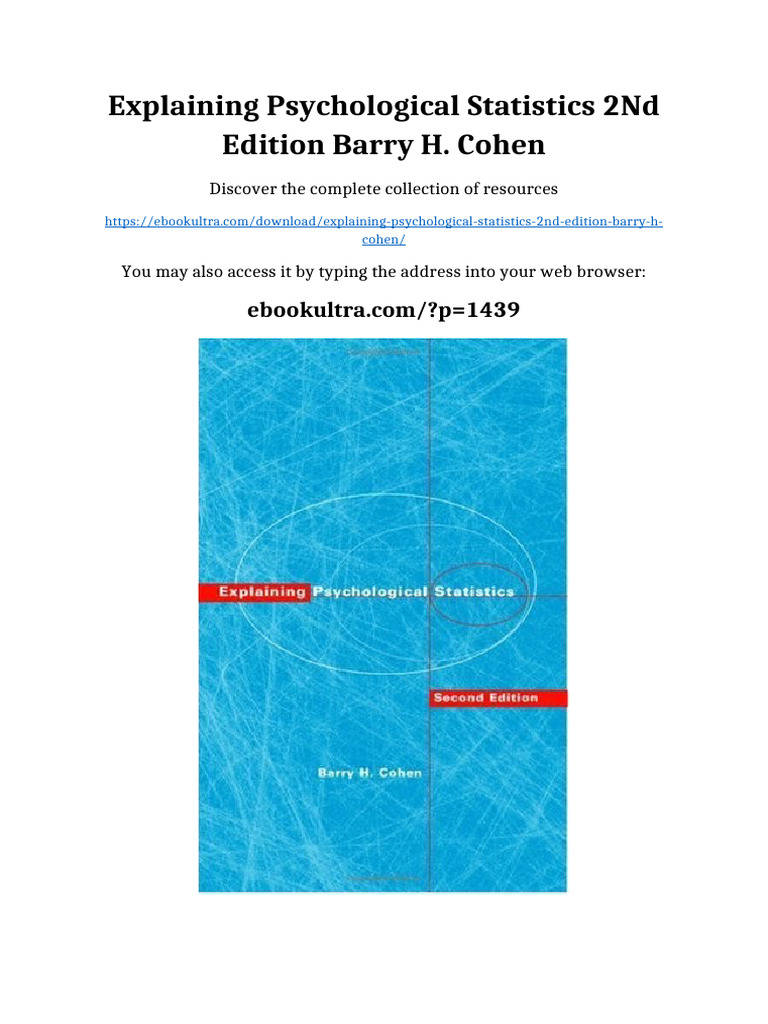 Explaining Psychological Statistics 2nd Edition Barry H. Cohen Online ...