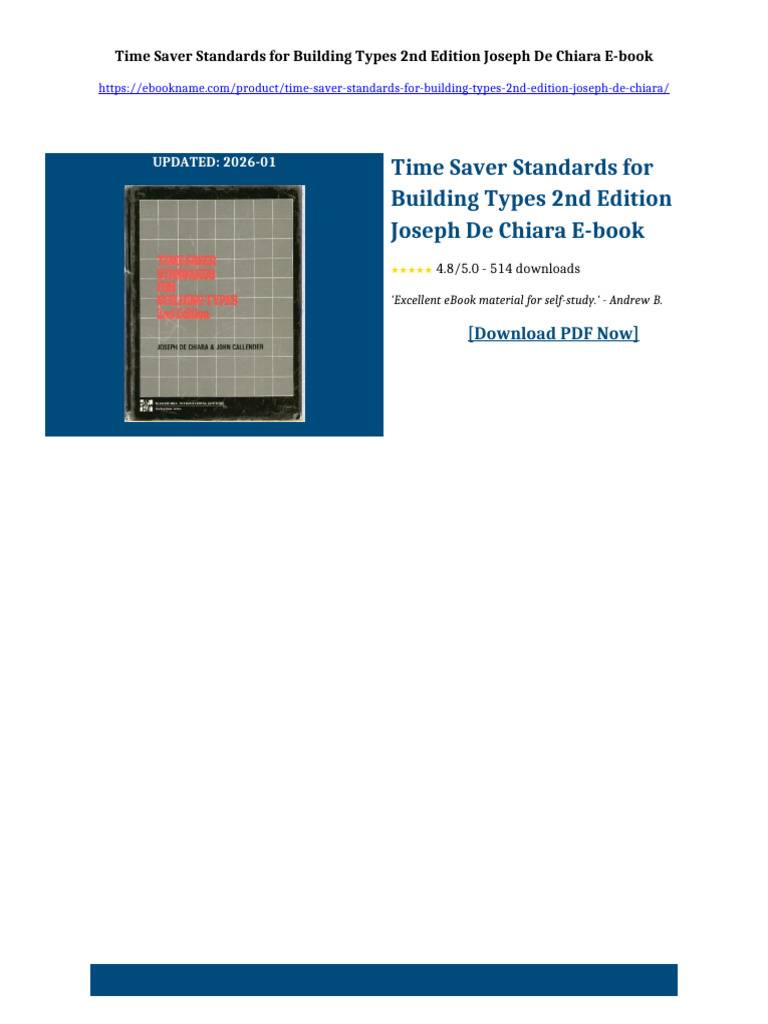 Time Saver Standards For Building Types 2nd Edition Joseph de Chiara ...