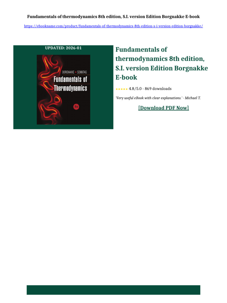 Fundamentals of thermodynamics 8th edition, S.I. version Edition ...