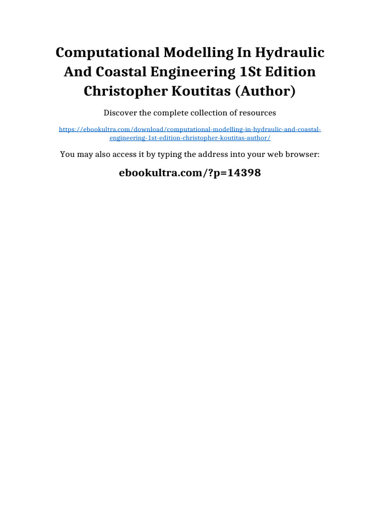 Computational Modelling in Hydraulic and Coastal Engineering 1st ...