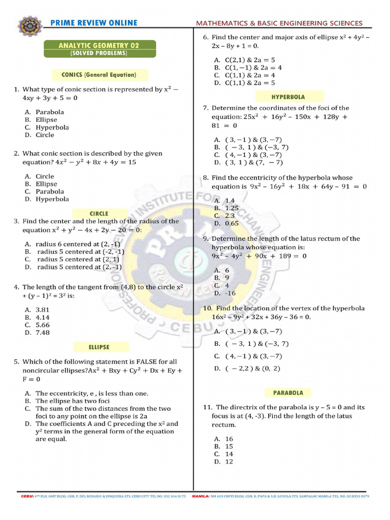 Day 8 - Analytic Geometry 02 | PDF