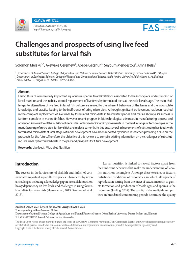 Live Feed As Larval Nutrition - Challenges | PDF | Isotopic Labeling ...