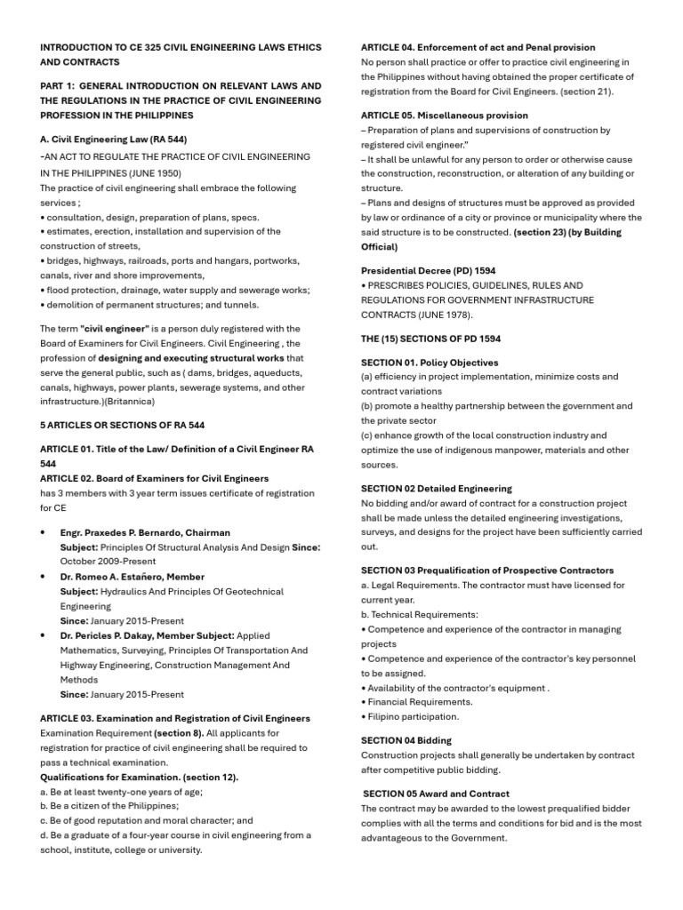 Ce Laws Lecture 1 | PDF | Engineering | Justice