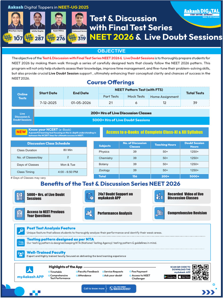 Test & Discussion With Final Test Series NEET 2026 | PDF