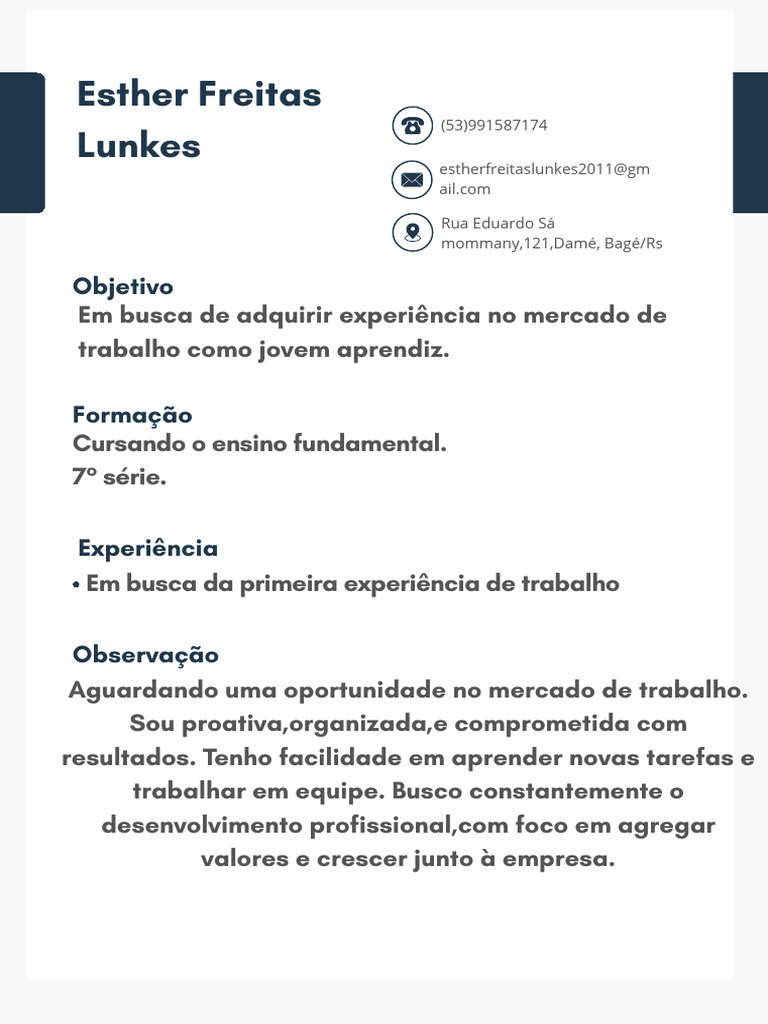 Currículo Simples de Estágio Azul e Branco - 20260204 - 212648 - 0000 | PDF