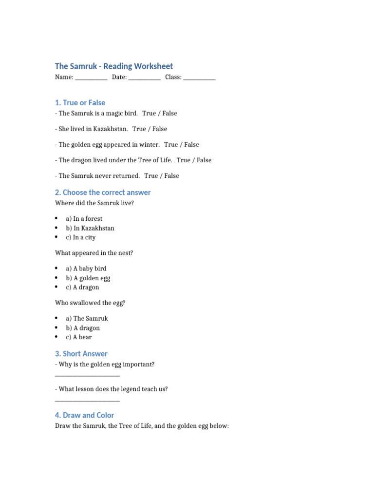 The Samruk Worksheet-1 | PDF