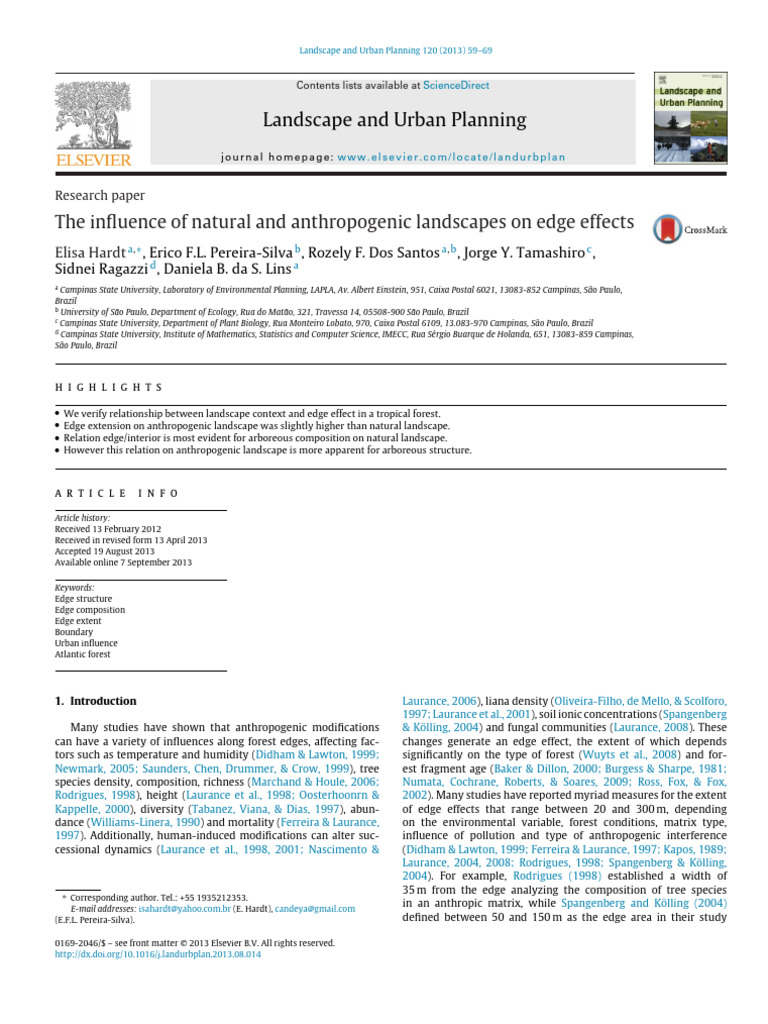 The Influence of Natural and Anthropogenic Landscapes on Edges Effects ...