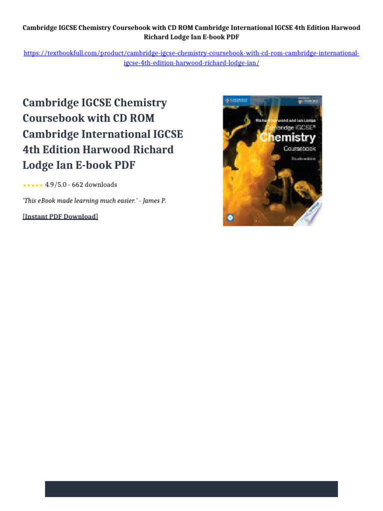 Cambridge IGCSE Chemistry Coursebook with CD ROM Cambridge ...