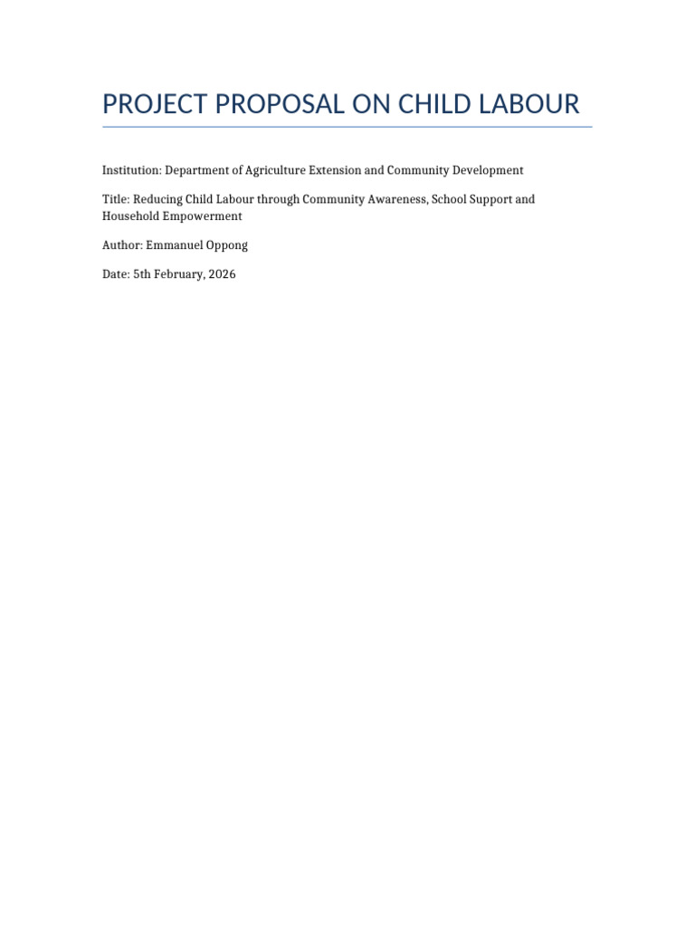 Child Labour Project Proposal-1 | PDF | Child Labour | Poverty
