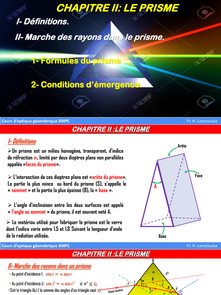 Chapitre 2 Optique 2021 | PDF | Indice de réfraction | Physique ...