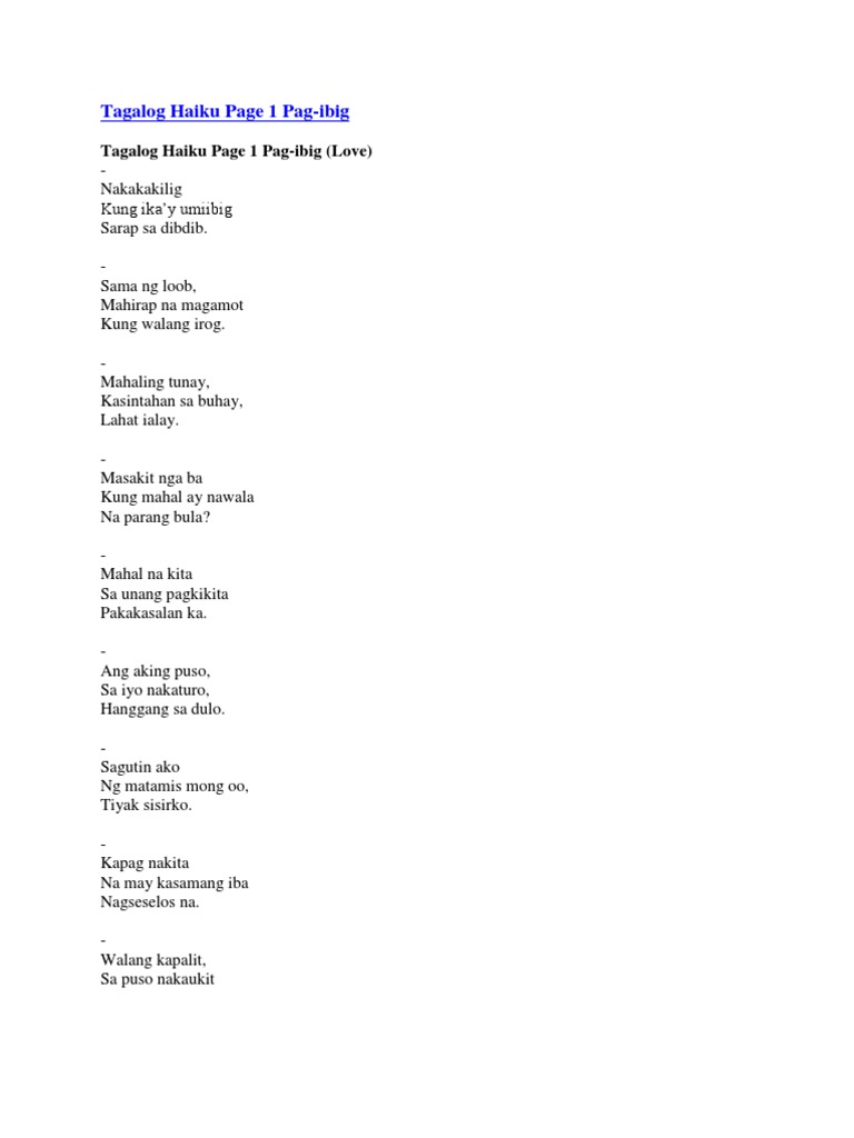 Tagalog Haiku Page 1 Pag | PDF