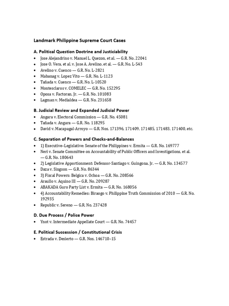 Constitutional Law 1 Landmark Cases | PDF