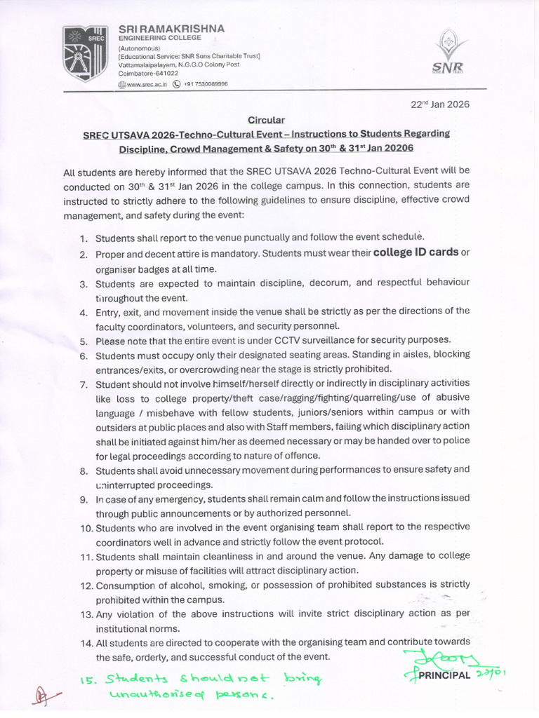 Srec Utsava 2026 Circular | PDF