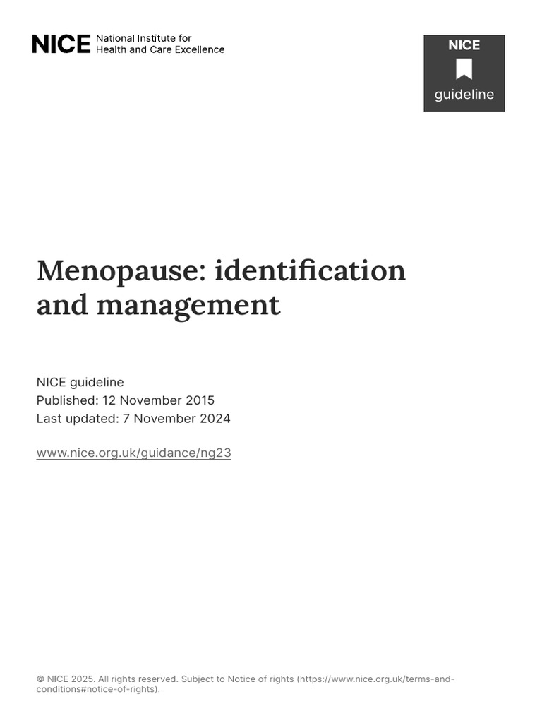 Nice Uk Menopausia Gpc | PDF | Hormone Replacement Therapy | Menopause