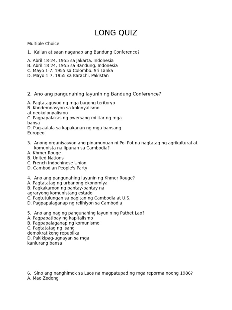 LONG QUIZ | PDF