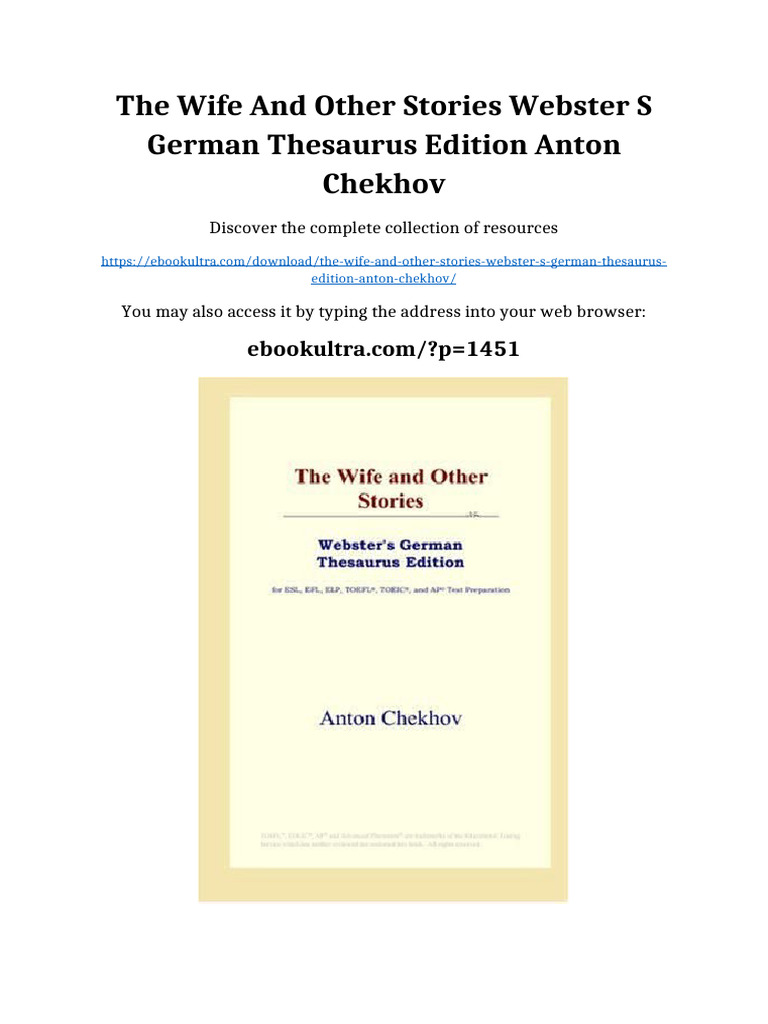 The Wife and Other Stories Webster s German Thesaurus Edition Anton ...