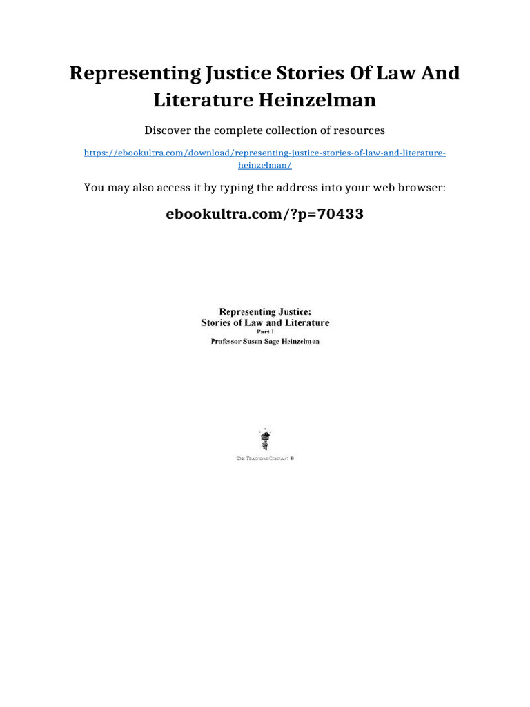 Representing justice stories of law and literature Heinzelman full ...