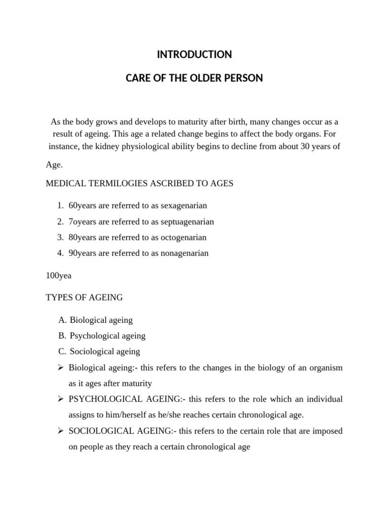 Introduction to Care of the Older Person | PDF | Sleep | Ageing