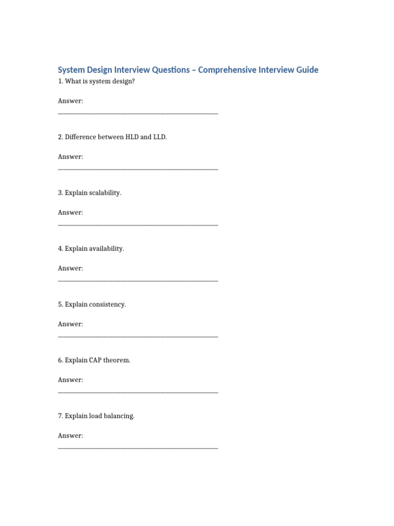 System_Design_Interview_Questions_Scribd_Ready | PDF | Databases | Data