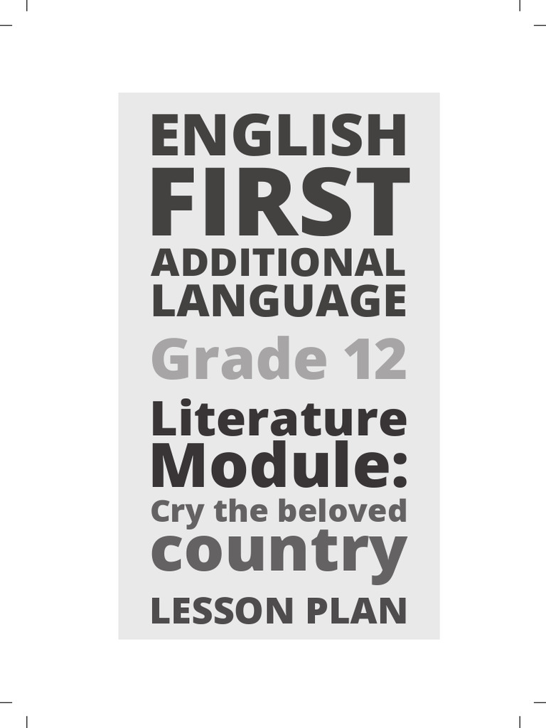 GR 12 Term 1 2019 EFAL Lesson Plan Cry The Beloved Country | PDF ...