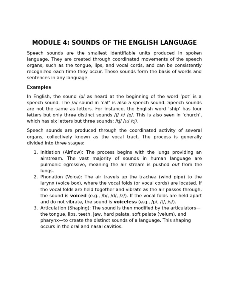 Module 4 (Sounds of The English Language) | PDF | Vowel | Stress ...