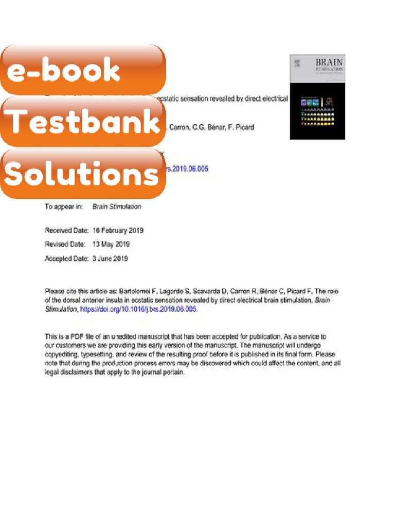 Testbank the Role of the Dorsal Anterior Insula in Ecstatic Sensation ...