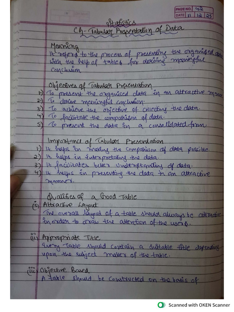 Tabular Presentation | PDF