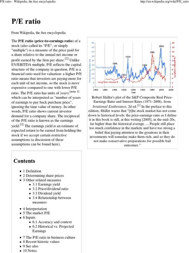 P/E Ratio | PDF | Price–Earnings Ratio | Yield (Finance)