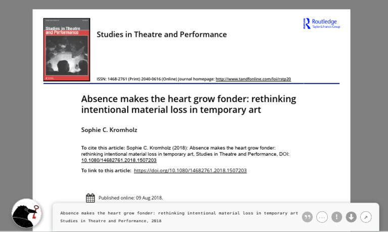 Sci-Hub. Absence Makes the Heart Grow Fonder: Rethinking Intentional ...