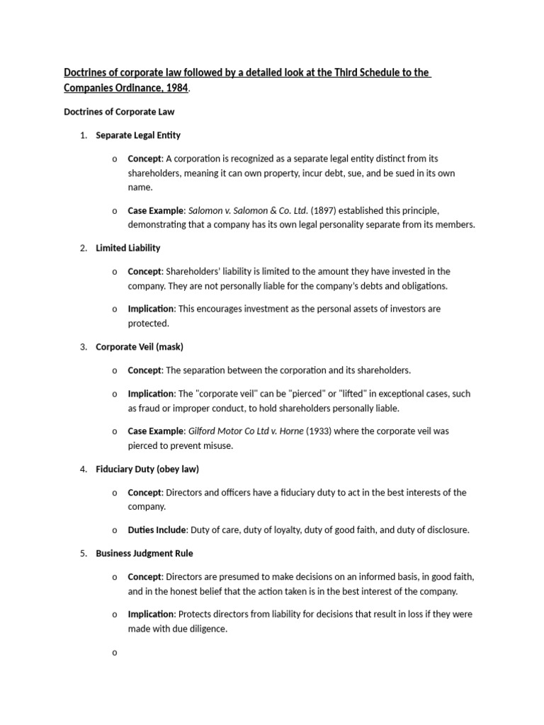 L. 1.doctrines of Corporate Law . | PDF | Equity (Finance) | Piercing ...