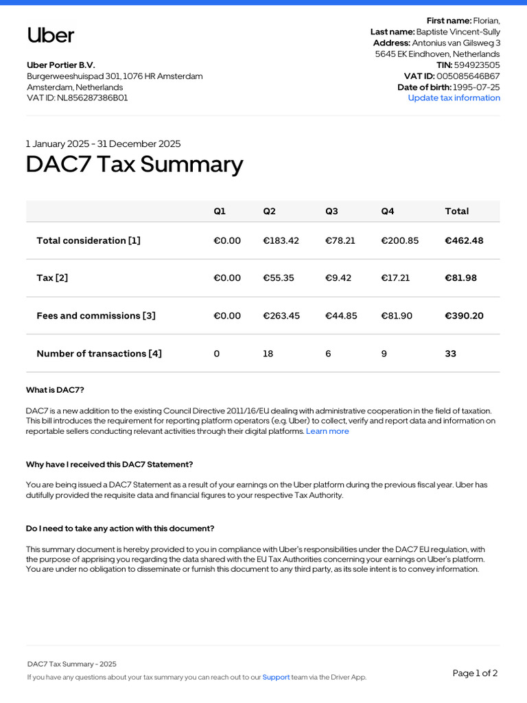 2025 DAC7 Annual Summary | PDF | Taxes | Value Added Tax